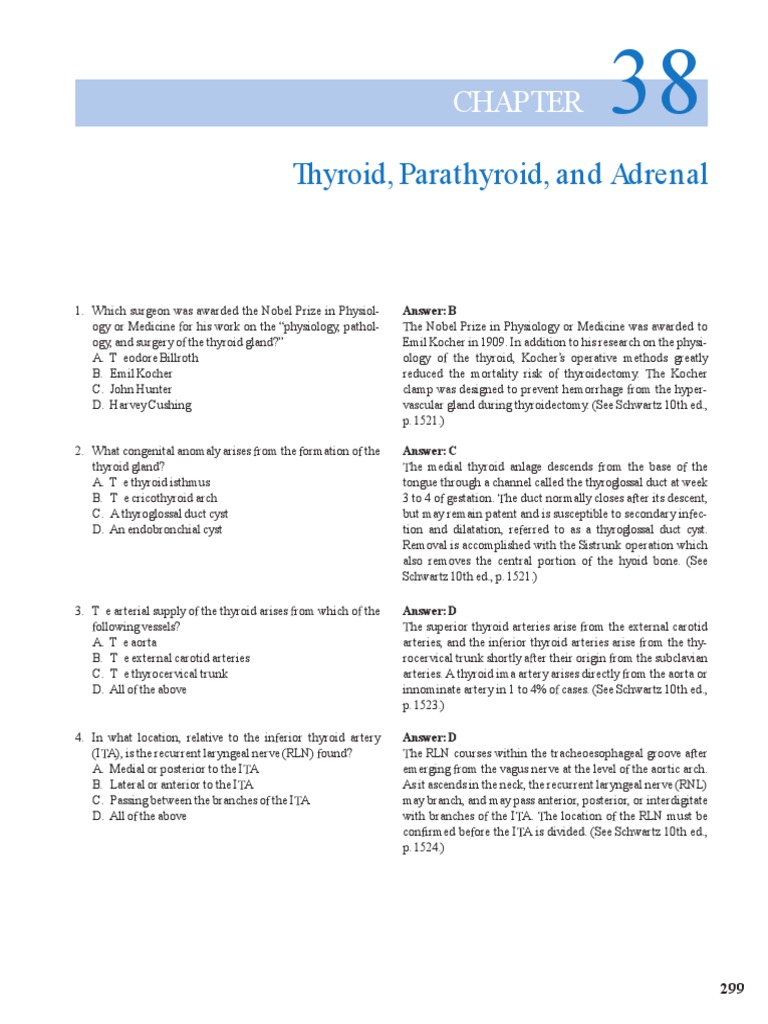Chapter 38 - Thyroid, Parathyroid, Adrenal (Absite 10th Ed) | PDF