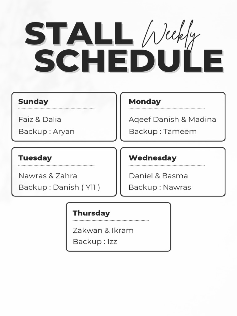 Stall Schedule 1 | PDF