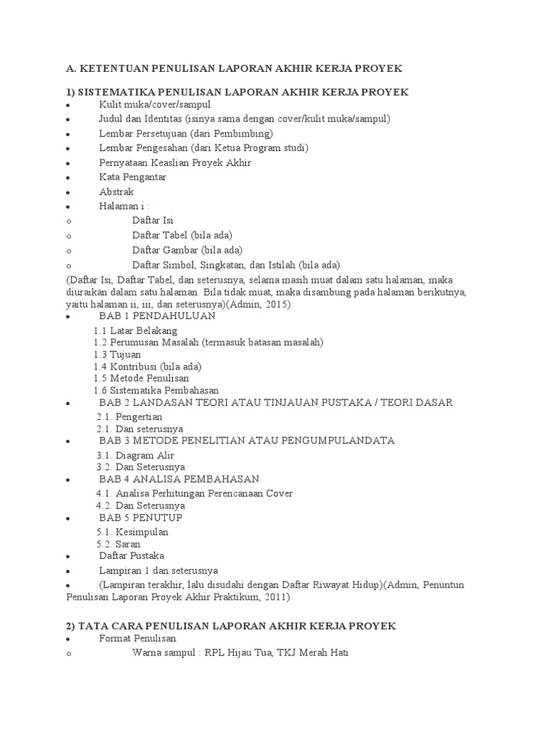 Struktur Laporan Proyek | PDF