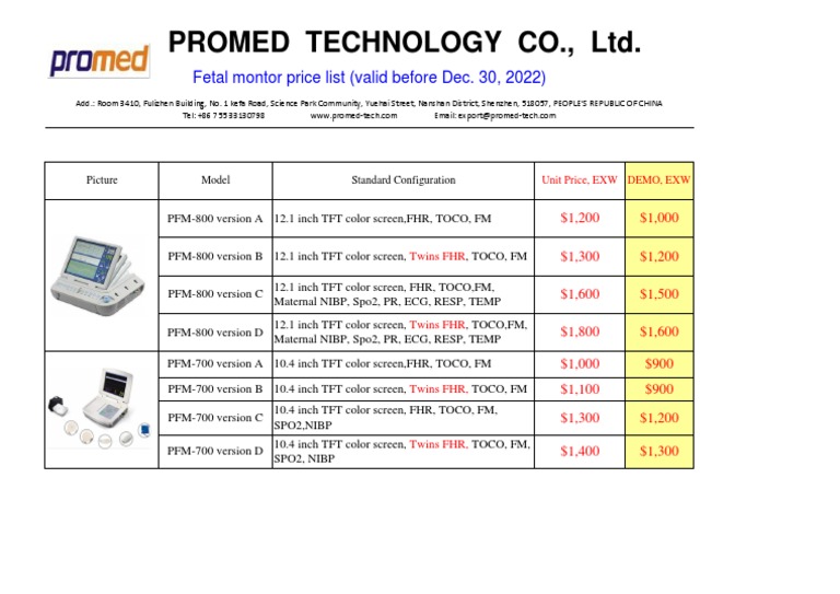 Fetal Monitor Promed 2022 | PDF