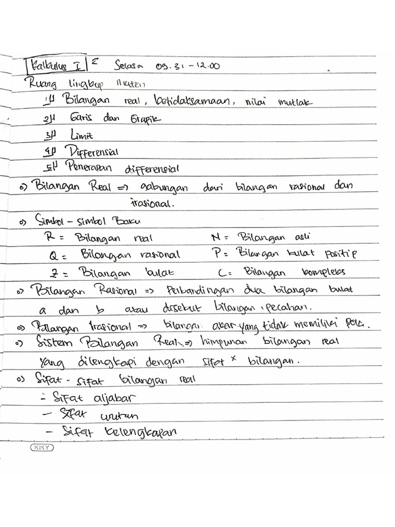 Rangkuman KalkulusI Yuldan Nur Addinsyah 091 | PDF