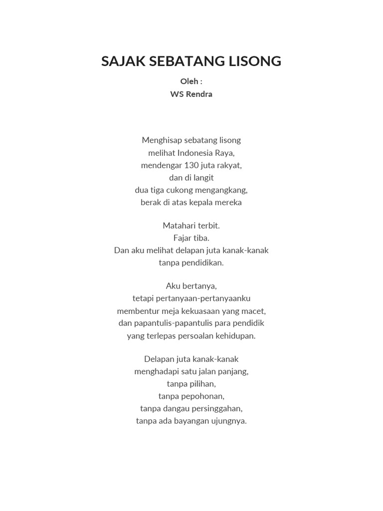 Puisi W.S Rendra | PDF