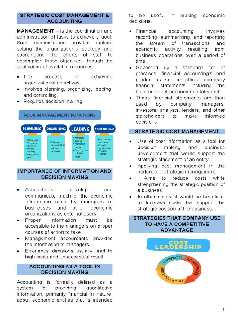 Strategic Cost Management Reviewer | PDF | Accounting | Management ...