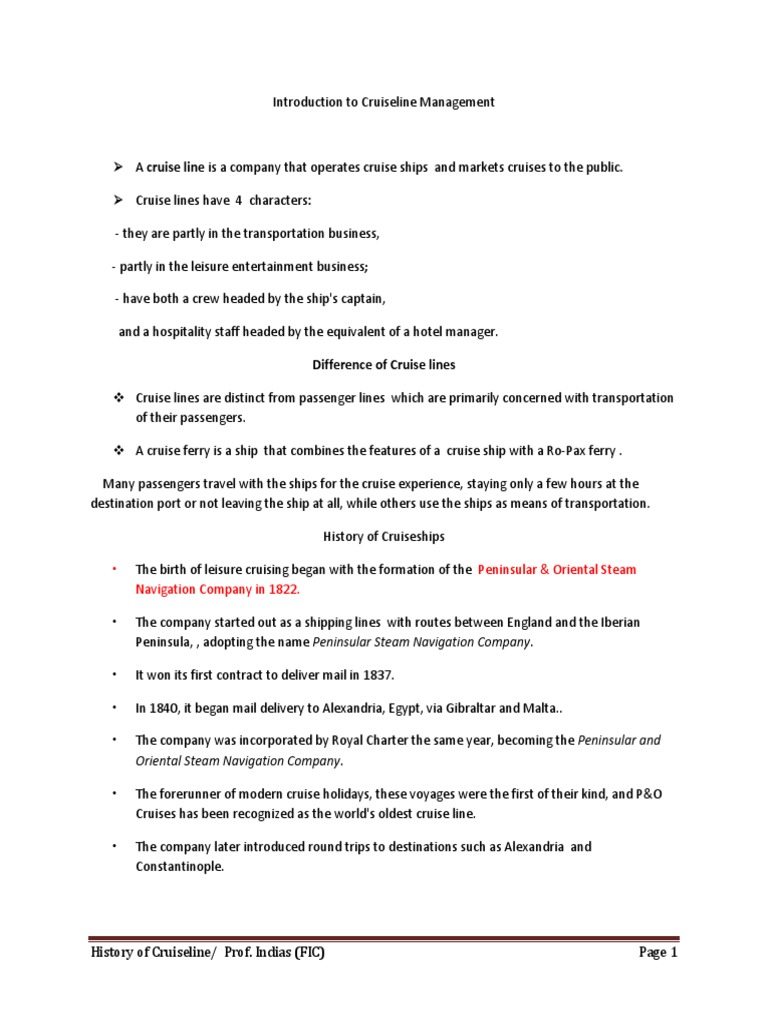 Introduction To Cruiseline Management. | PDF | Cruise Ship | Ocean Liners