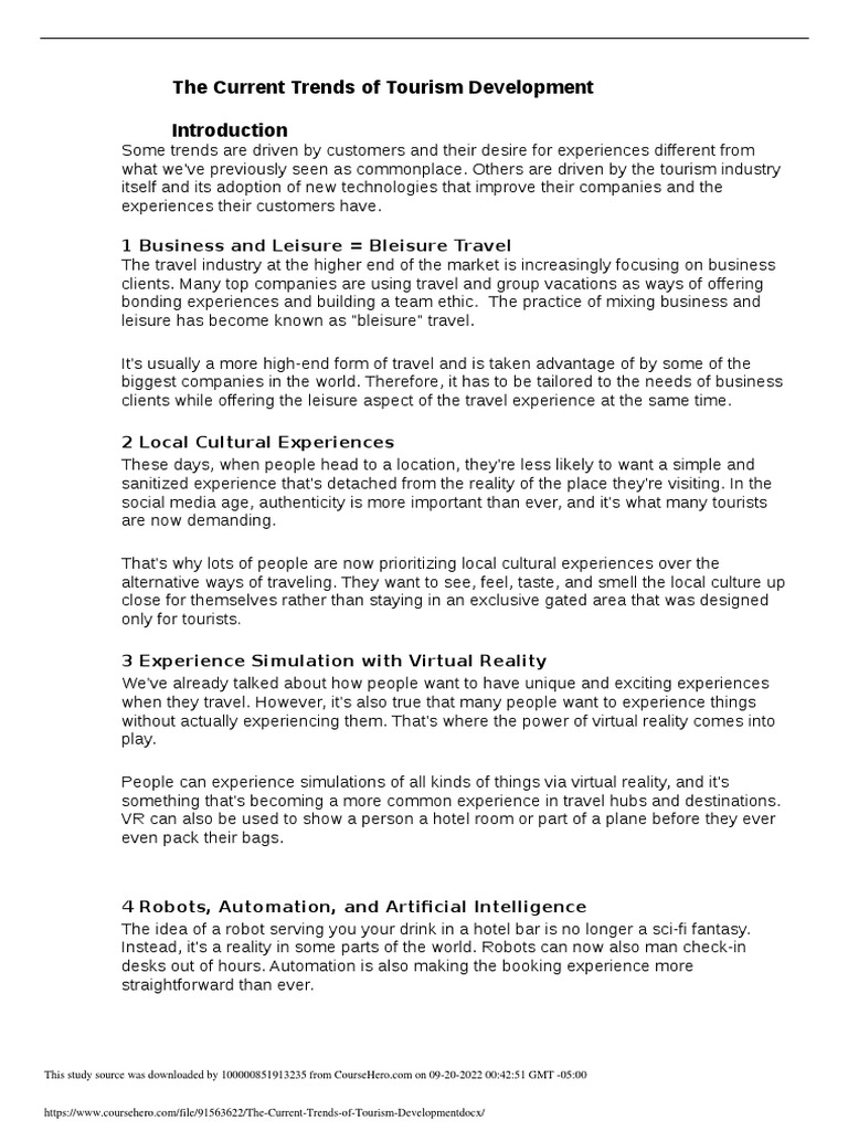 The Current Trends of Tourism Development | PDF | Tourism | Internet Of ...