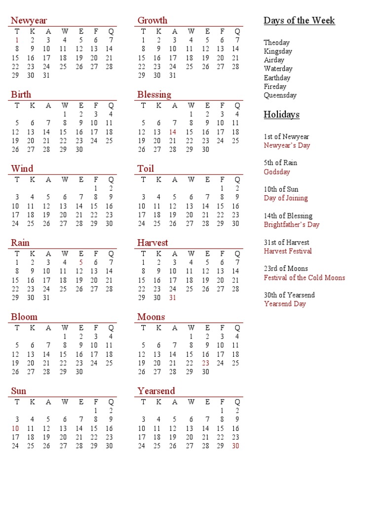 Calendar of Events and Festivals | PDF