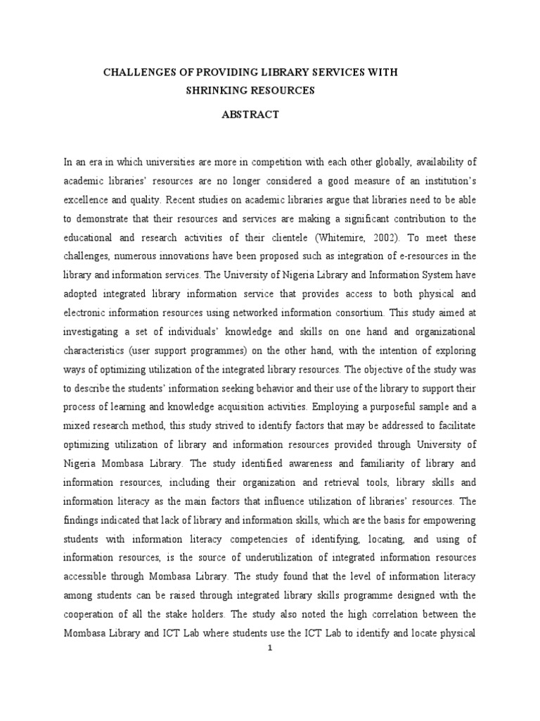 Library Services Amid Resource Challenges | PDF | Libraries ...
