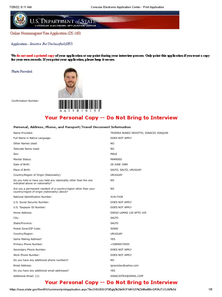 CEAC Application Printout Instructions | PDF | Travel Visa | Human Trafficking