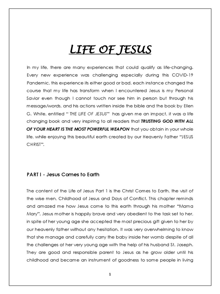 Reflection Life of Jesus | PDF