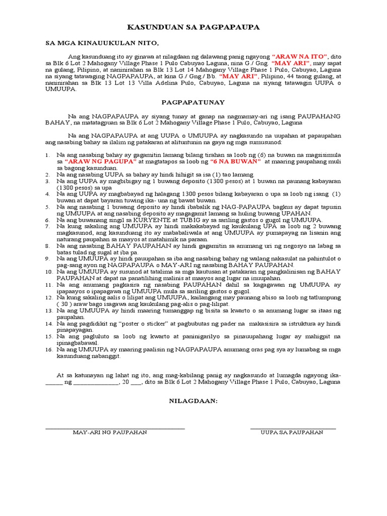 Sample Kontrata | PDF