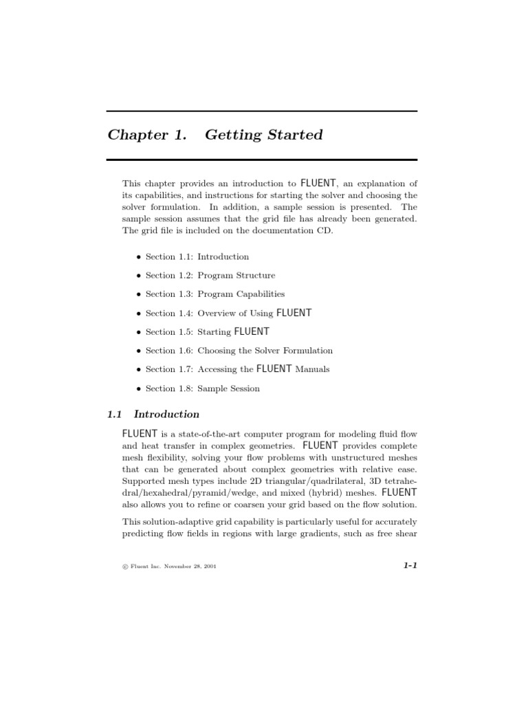 Getting Started: Fluent Inc. November 28, 2001 | PDF