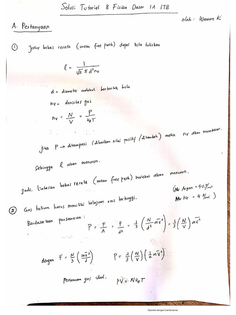 Solusi Tutorial 8 Fisika Dasar 1A ITB | PDF