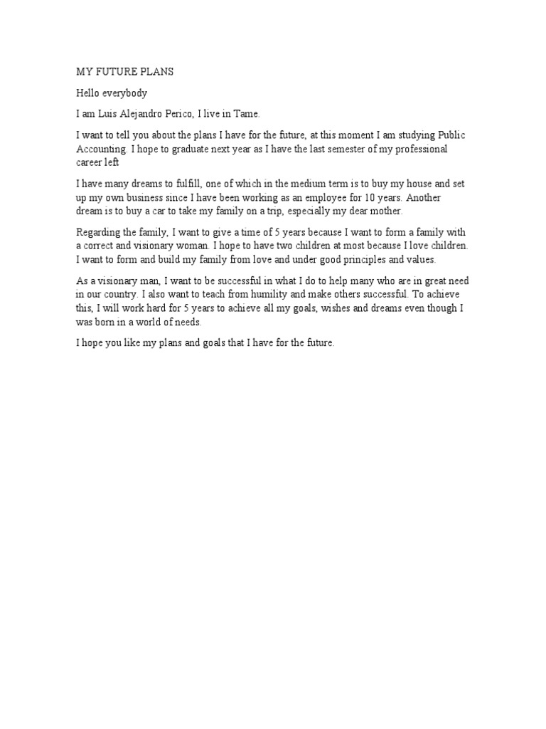 My Future Plans | PDF | Wellness