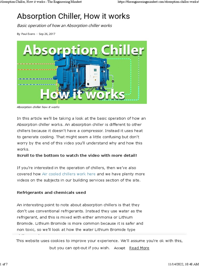 Absorption Chiller Working Principle | PDF