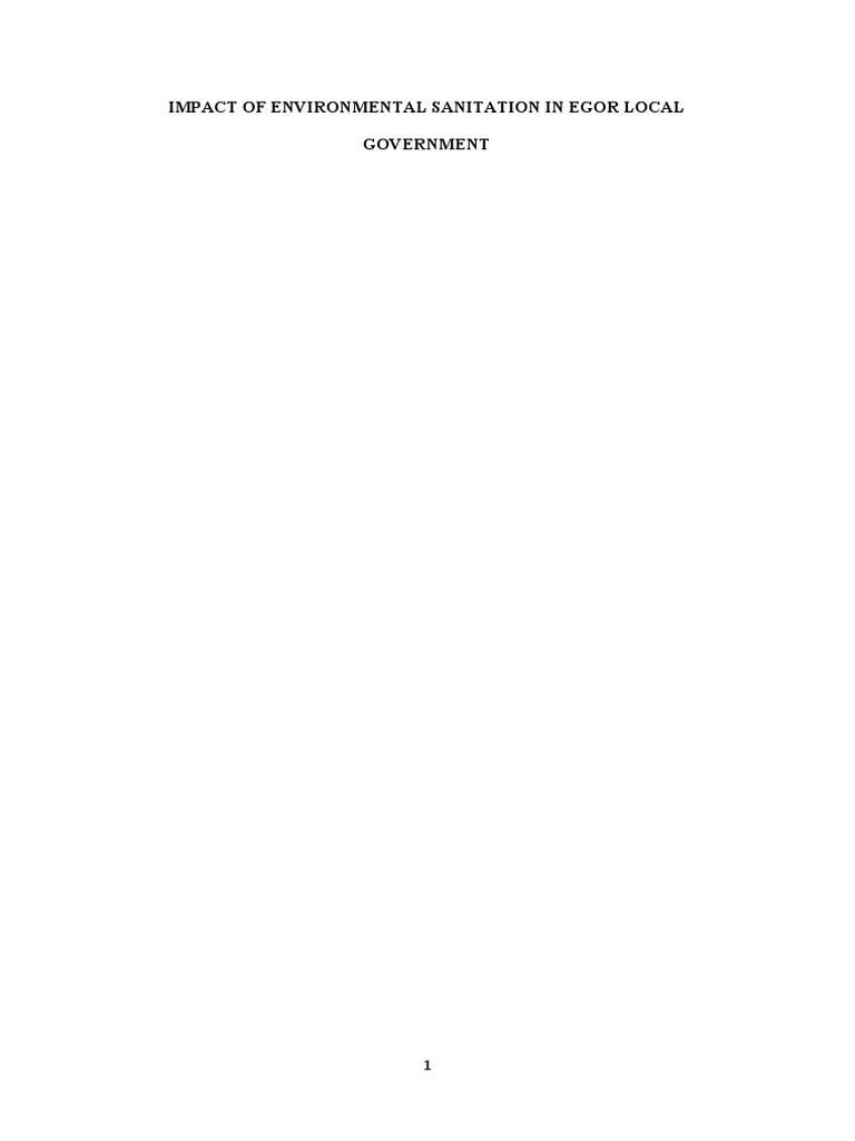 Impact of Environmental Sanitation in Egor Local Government | PDF