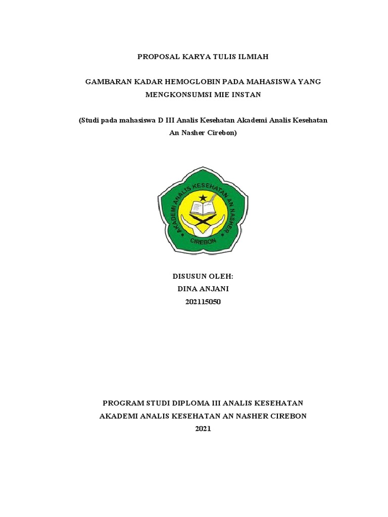 Proposal Karya Tulis Ilmiah (Dina Anjani - 202115050) | PDF