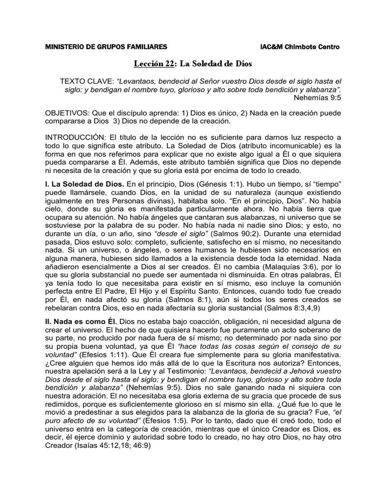 Lección-22-La-Soledad-de-Dios | PDF | Dios | Creencia religiosa y doctrina