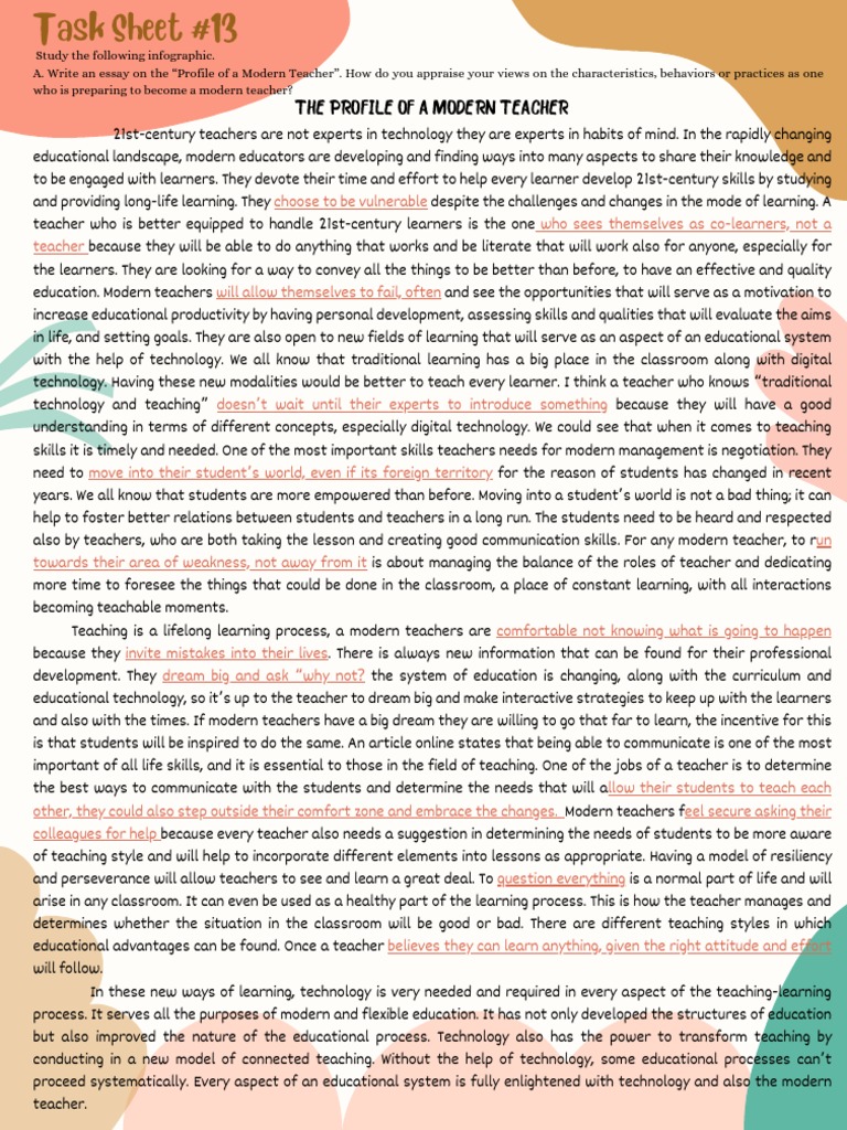 Educ 5 The Profile of A Modern Teacher | PDF