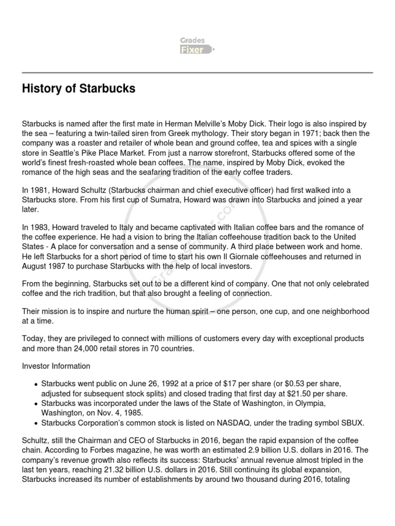 History of Starbucks | PDF | Starbucks | Coffee