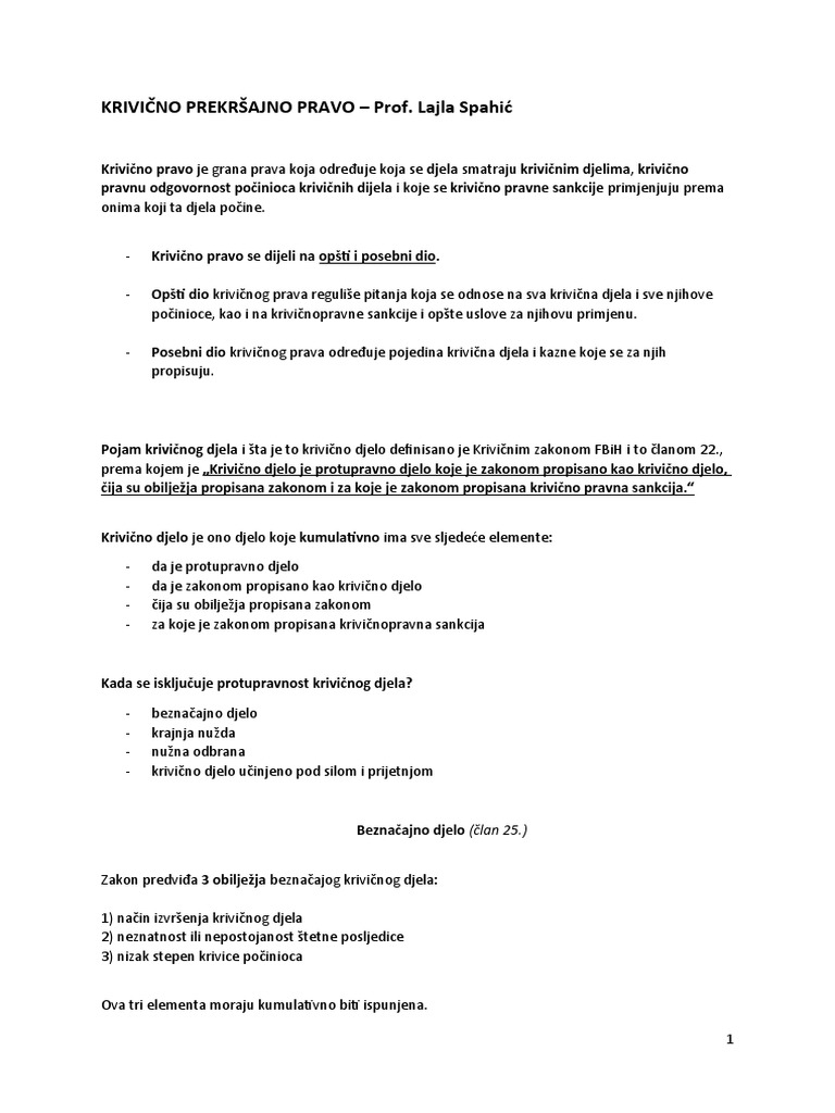 Krivično i prekršajno pravo | PDF