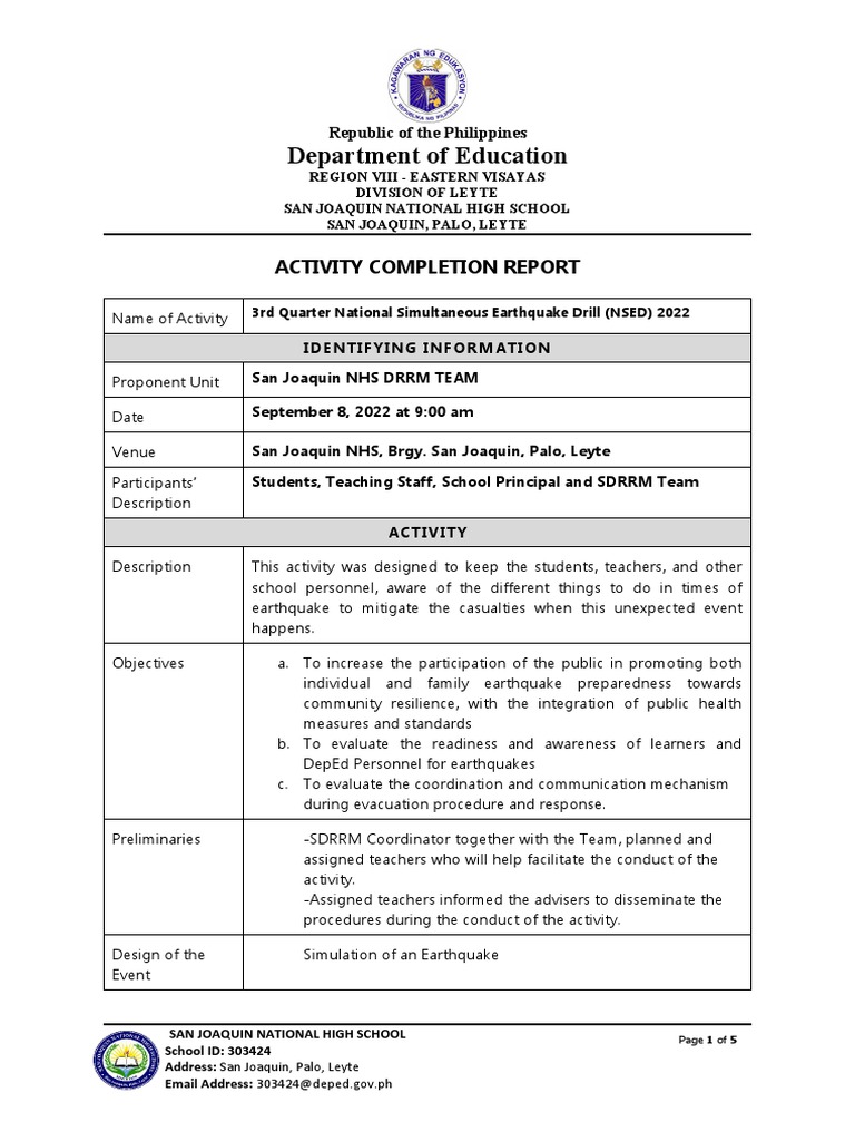 3rd Quarter Nationwide Simultaneous Earthquake Drill | PDF