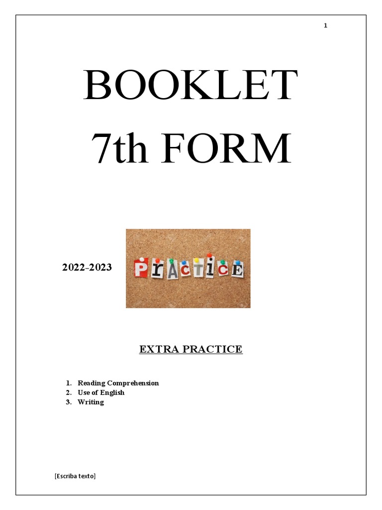 7th Form 2022-2023 Practice Booklet | PDF | Tarzan | Perfect (Grammar)