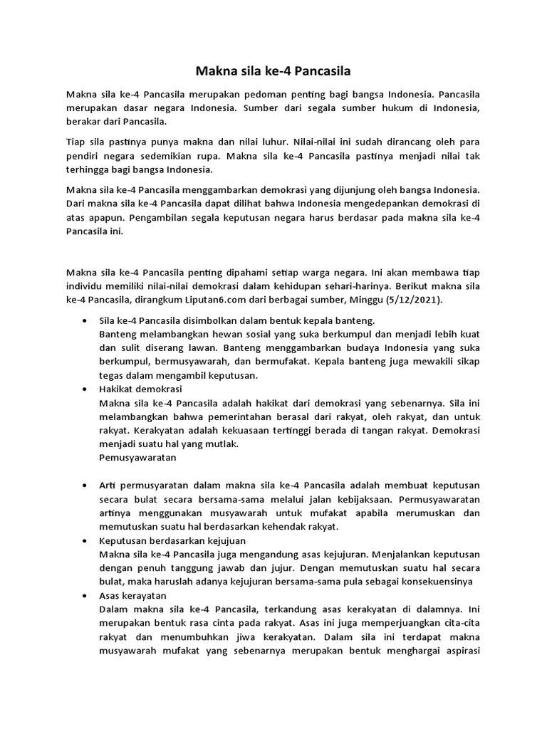 Makna Sila Ke 4 | PDF