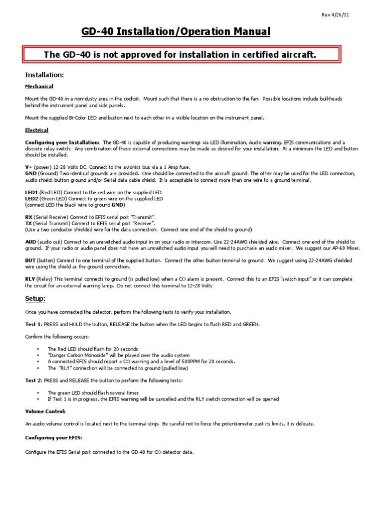 GD - 40 - Manual Service Control Box | PDF | Sensor | Electrical Engineering