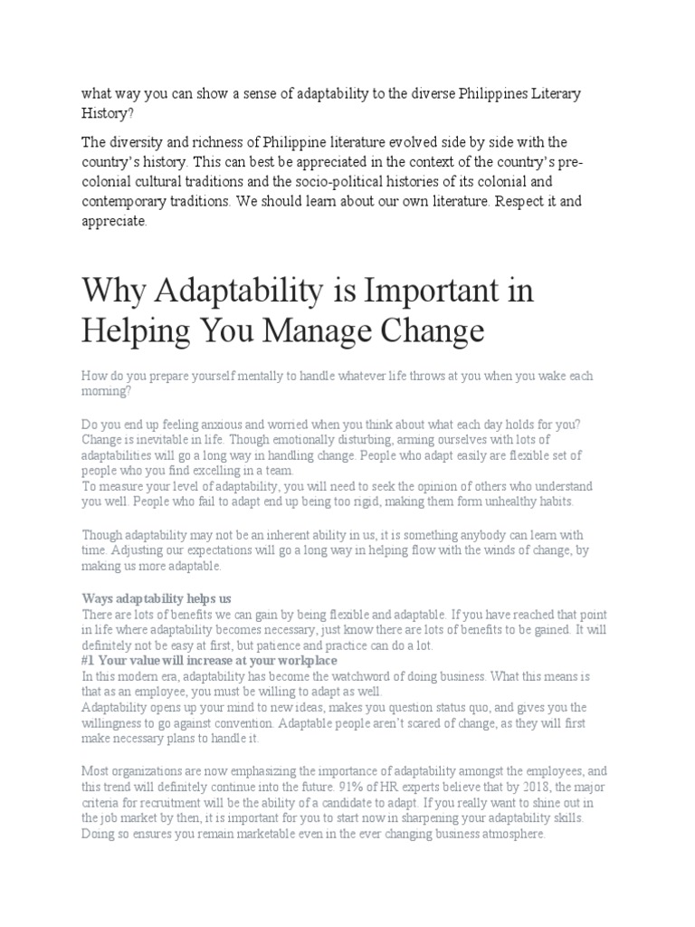 Importance of Adaptability in Life | PDF