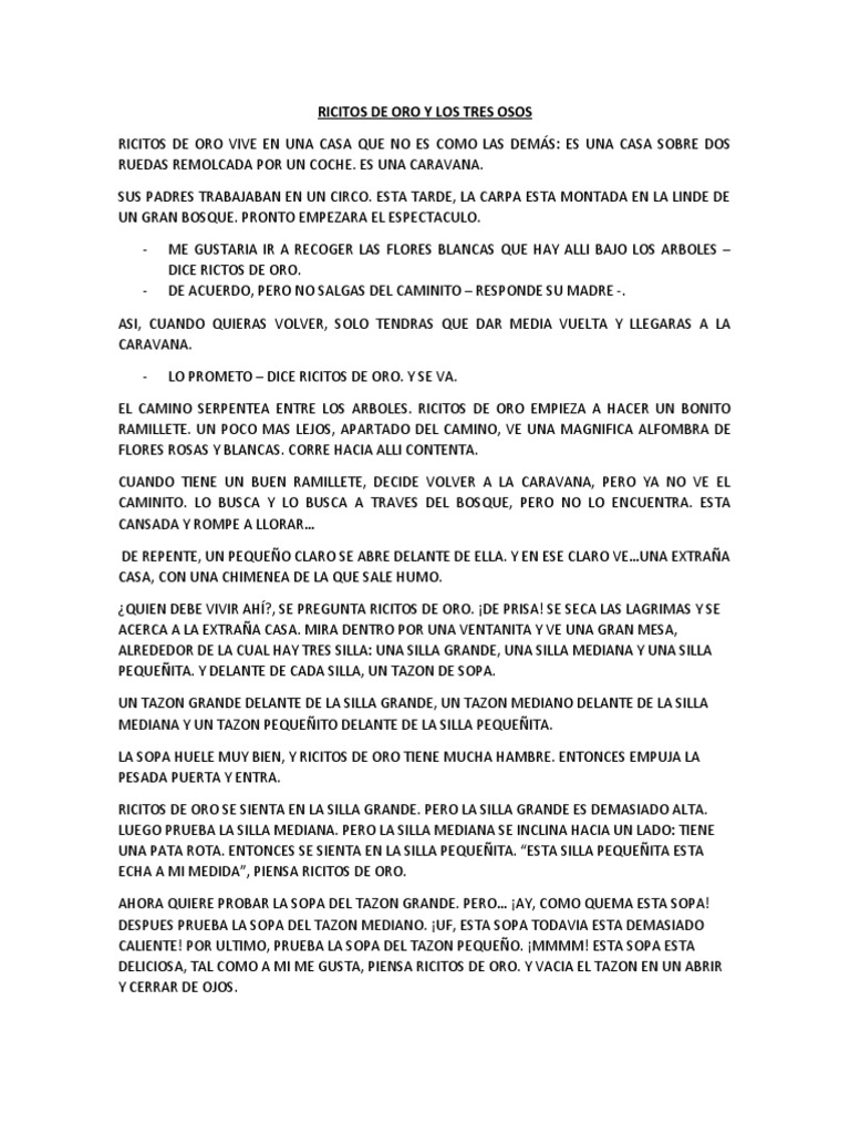 Ricitos de Oro y los Tres Osos | PDF