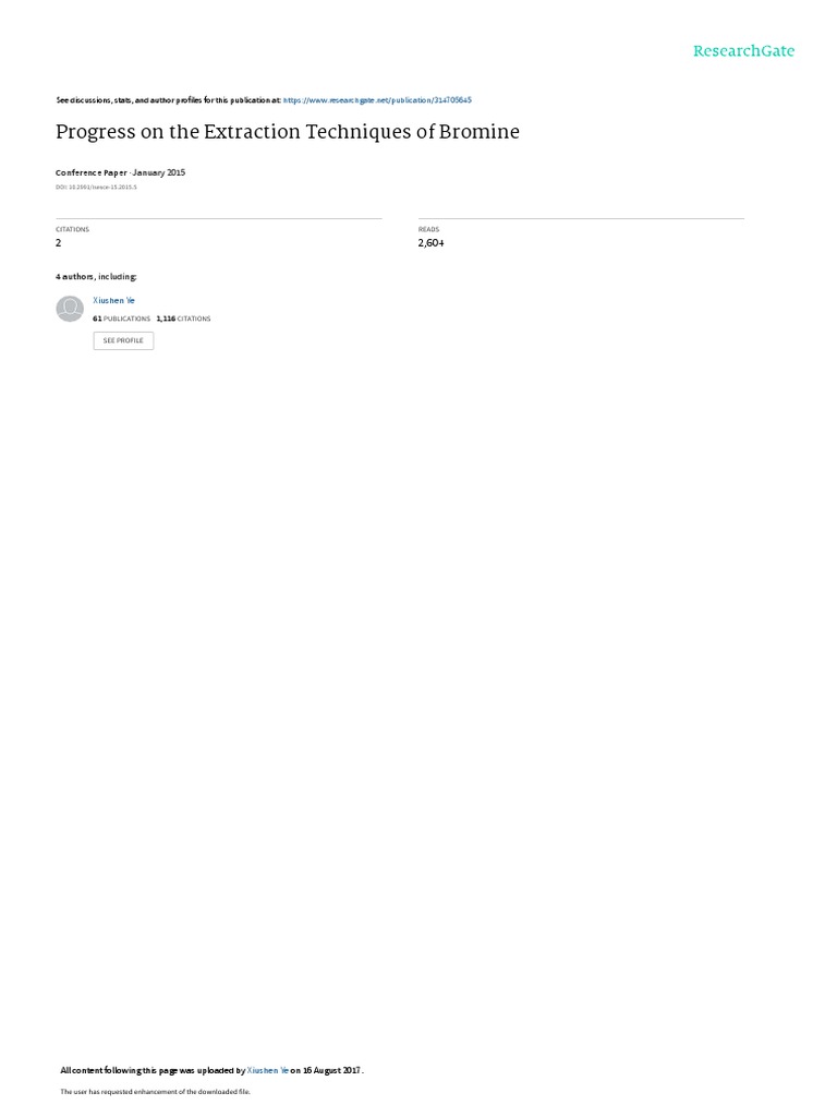 Progress On The Extraction Techniques of Bromine | PDF