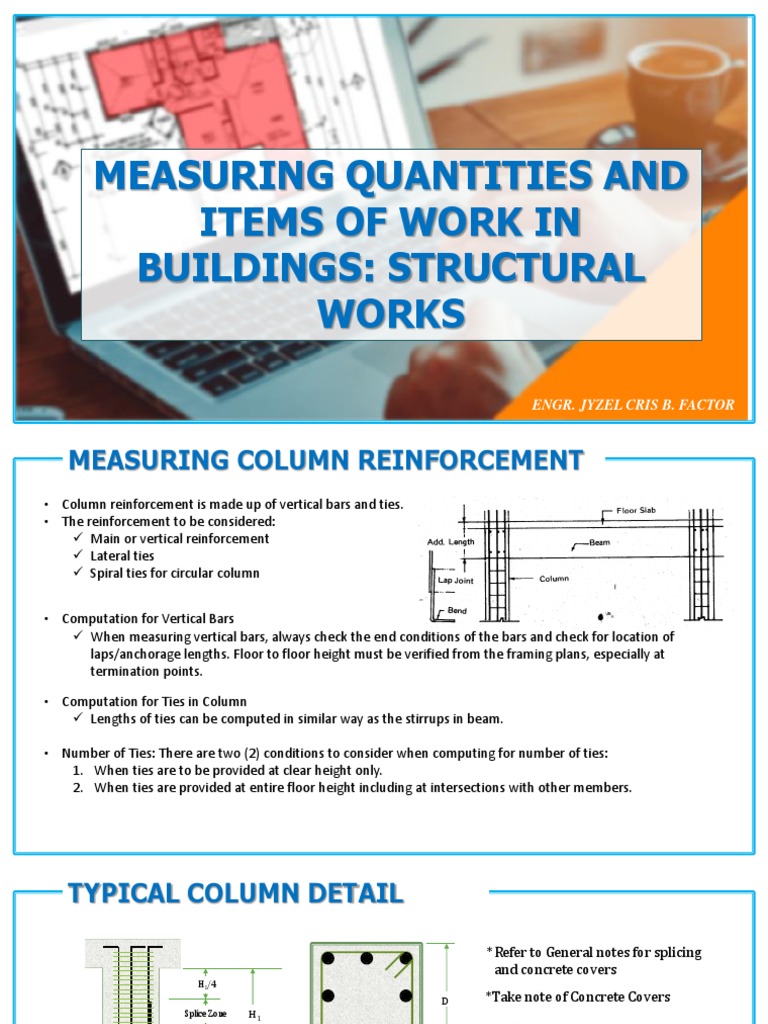 CE155 Quantity Take-Off - Structural Works - Slab - Column Detail | PDF | Beam (Structure) | Column