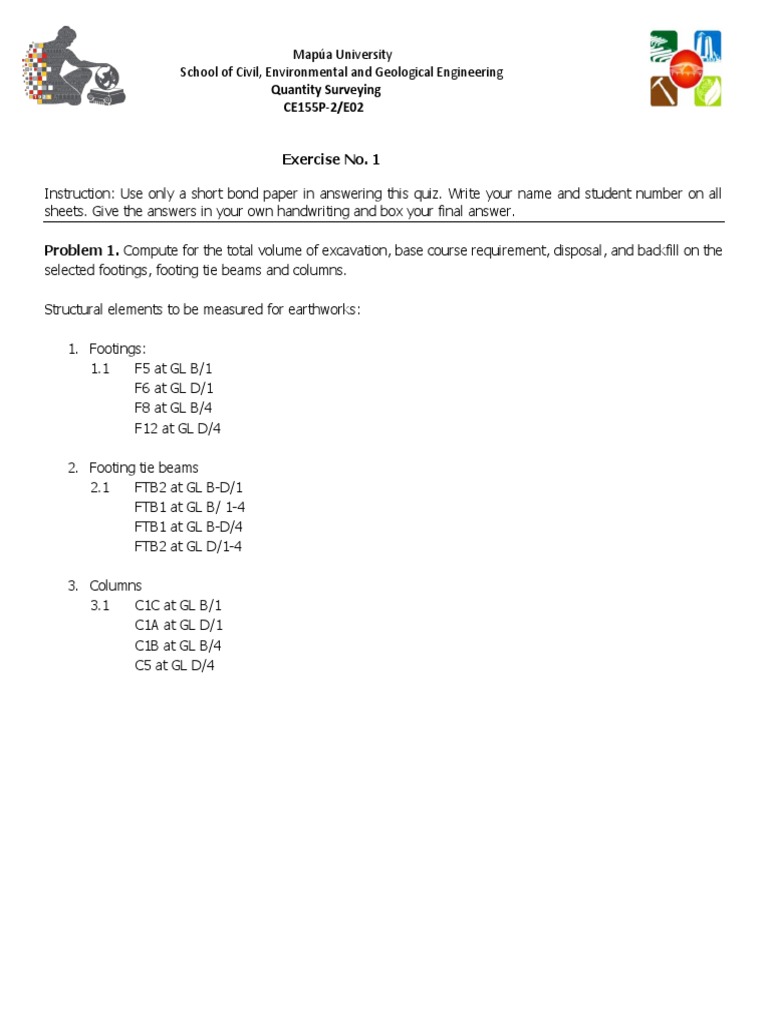 CE155P-2 Exercise No. 1. Answers | PDF | Engineering