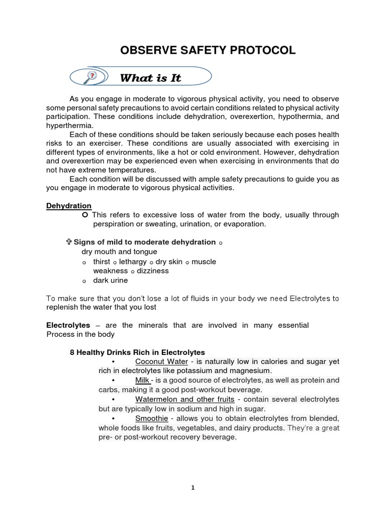 Safety Protocols for Physical Activity | PDF | Hyperthermia | Clinical ...