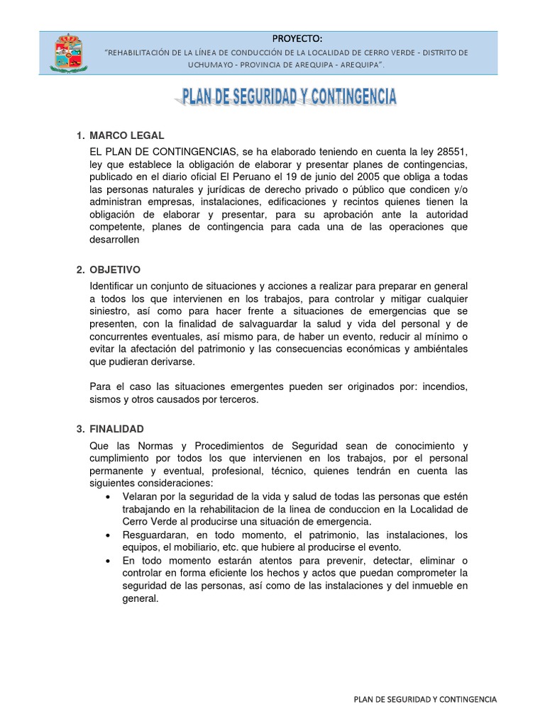 Plan de Seguridad Contingencia | PDF | Primeros auxilios | Incendios