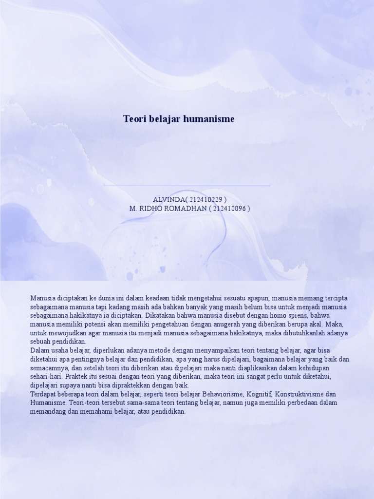 Teori Belajar Humanisme | PDF