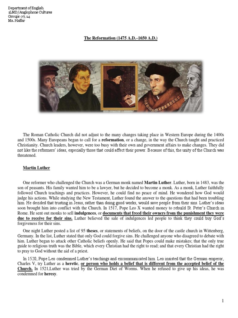 01 - The Protestant Reformation | PDF