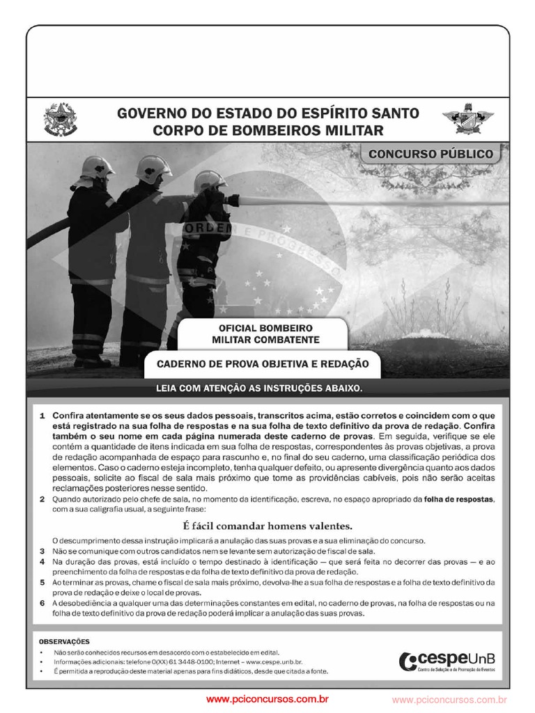 Prova Corpo de Bombeiro | PDF