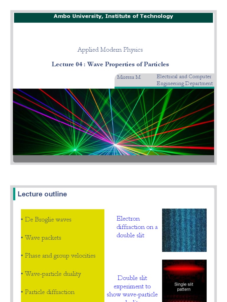 04 Wave Properties of Particles | PDF