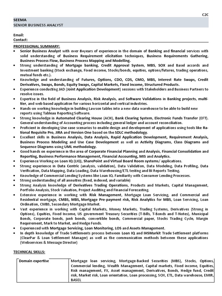 SEEMA - Sr. Business Analyst. | PDF