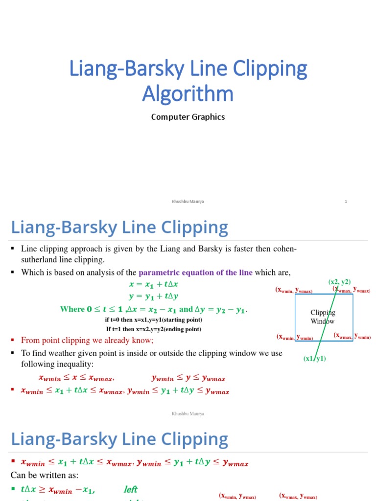Unit 2 Liang Barsky Clipping Algorithm Km Pdf 