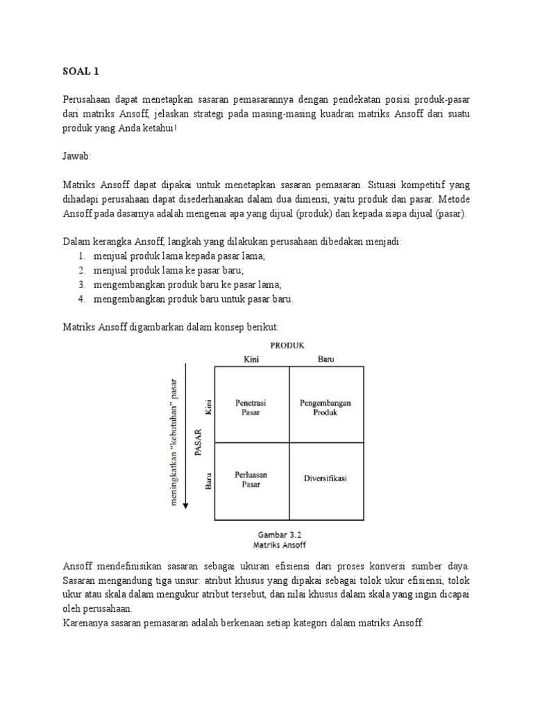 Strategi Ansoff Coca-Cola & Teh Botol Sosro | PDF