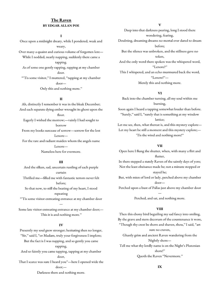 The Raven by Edgar Allan Poe | PDF