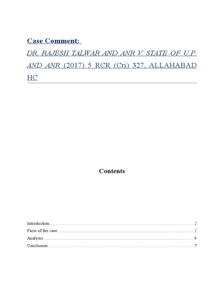 Case Comment On Arushi Hemraj Double Murder Case | PDF | Justice ...