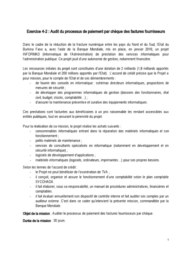 Audit du processus de paiement par chèque | PDF | Facture | Informatique