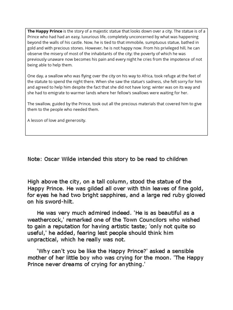 The Happy Prince | PDF | The Happy Prince And Other Tales