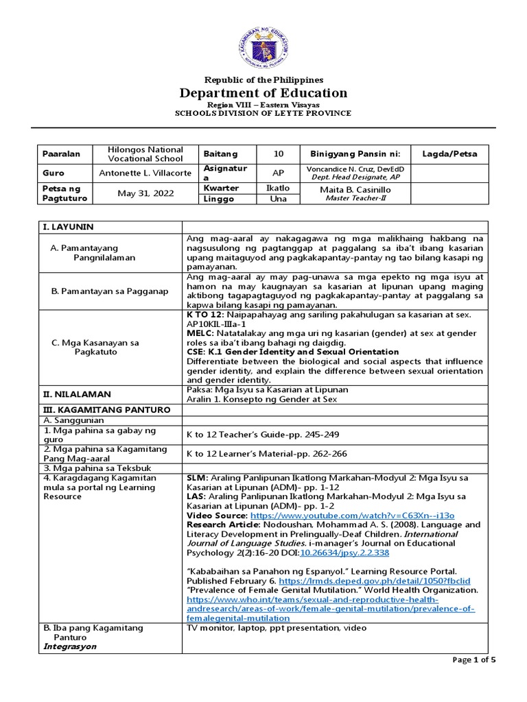 CSE Sample LP - Aral - Pan. | PDF