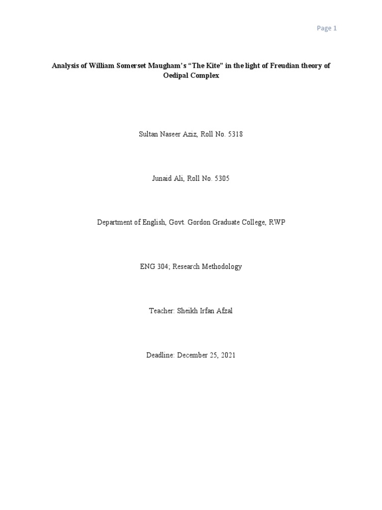 Freudian Analysis of Somerset Maugham | PDF | Oedipus Complex ...