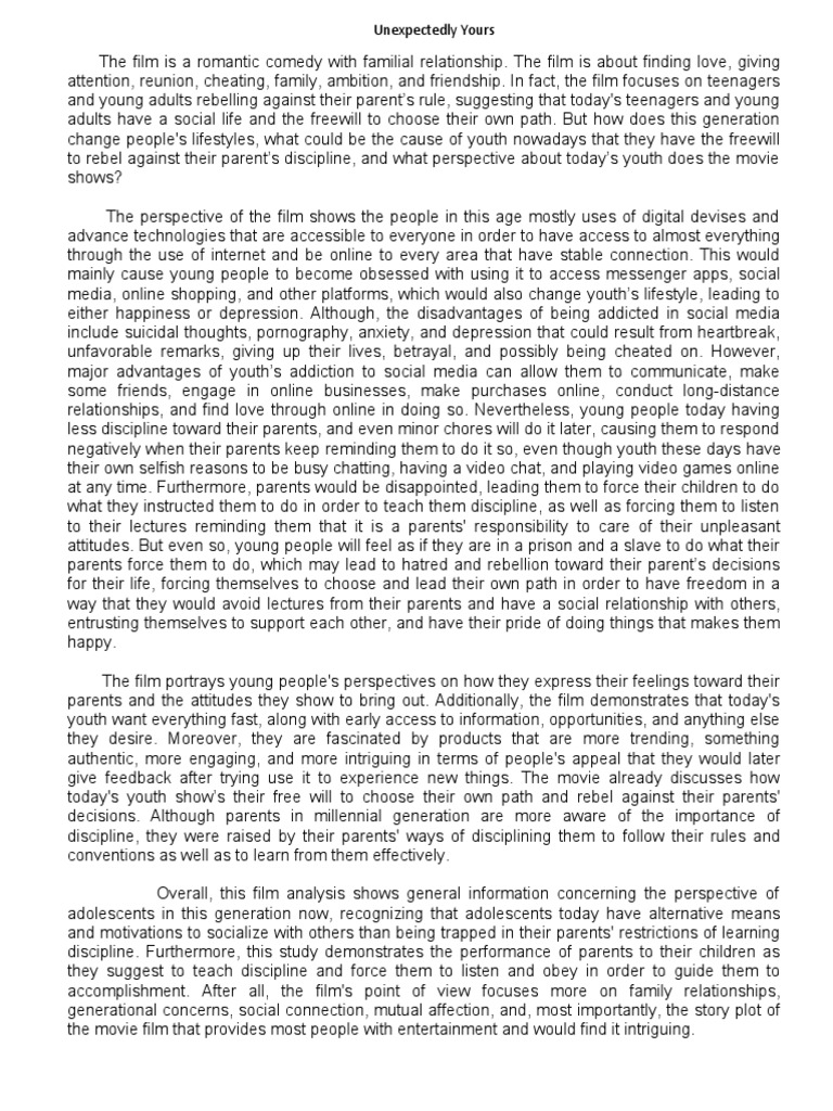 Unexpectedly-Yours Reader Response Critique | PDF | Adolescence ...