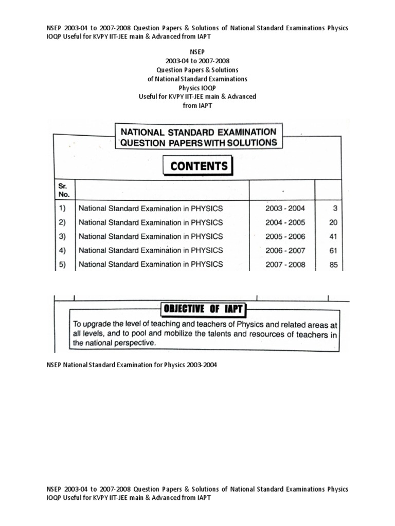 IAPT Physics Teachers - NSEP 2003-04 To 2007-2008 Question Papers ...